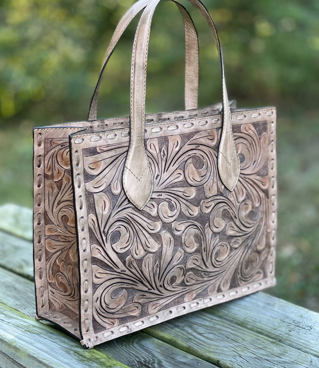 Hand-tooled Leather Tote & Crossbody Bag conchita - Etsy