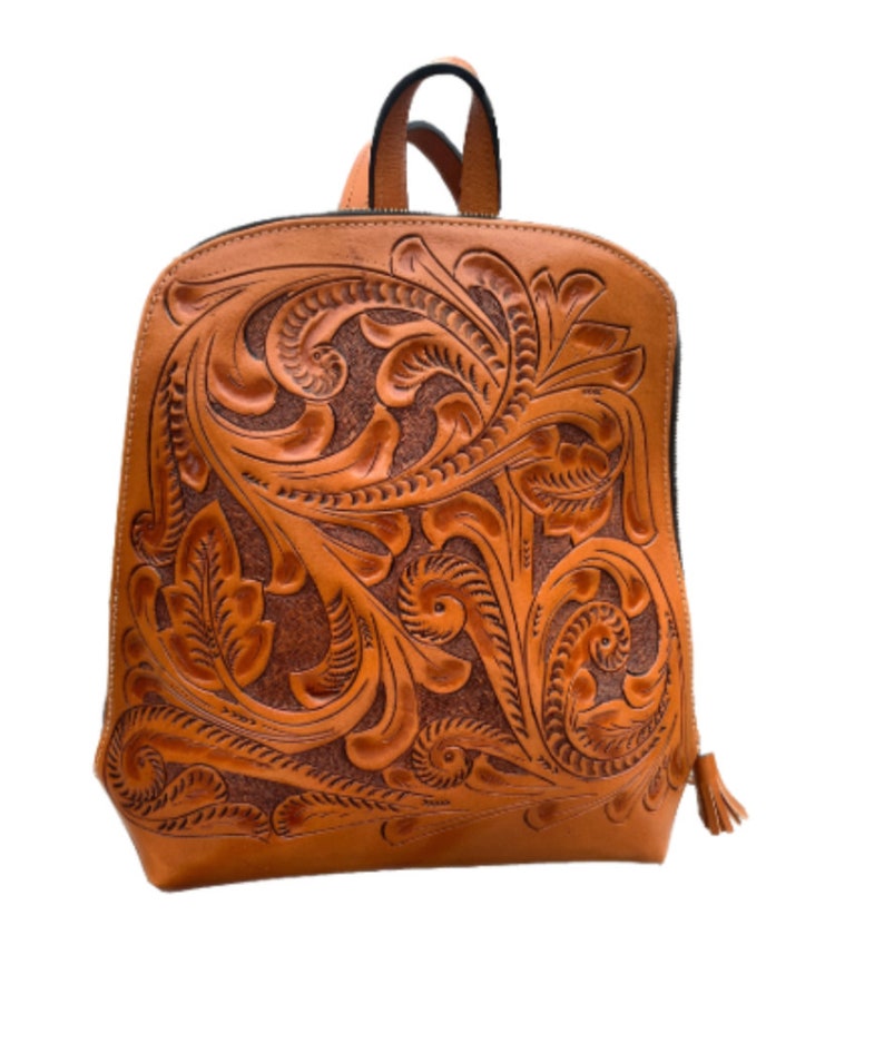 Hand-tooled Leather Backpack nuuk by ALLE Travel | Etsy
