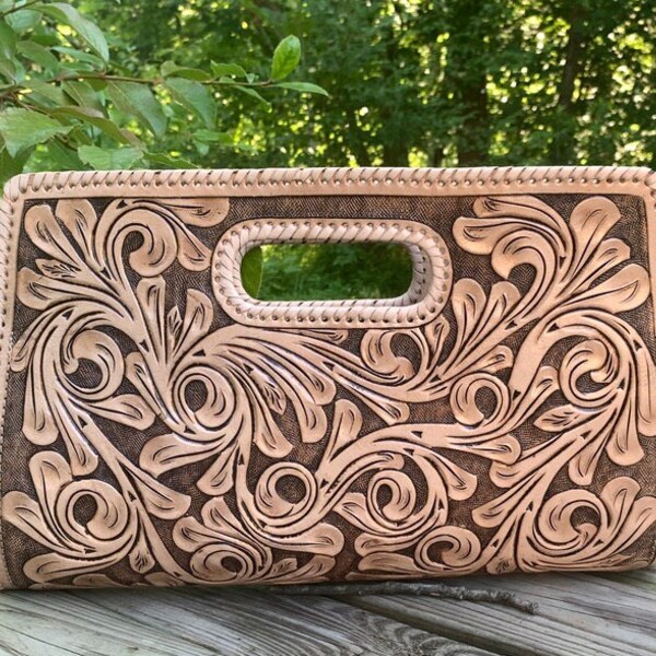 Tooled Leather Purse - Etsy
