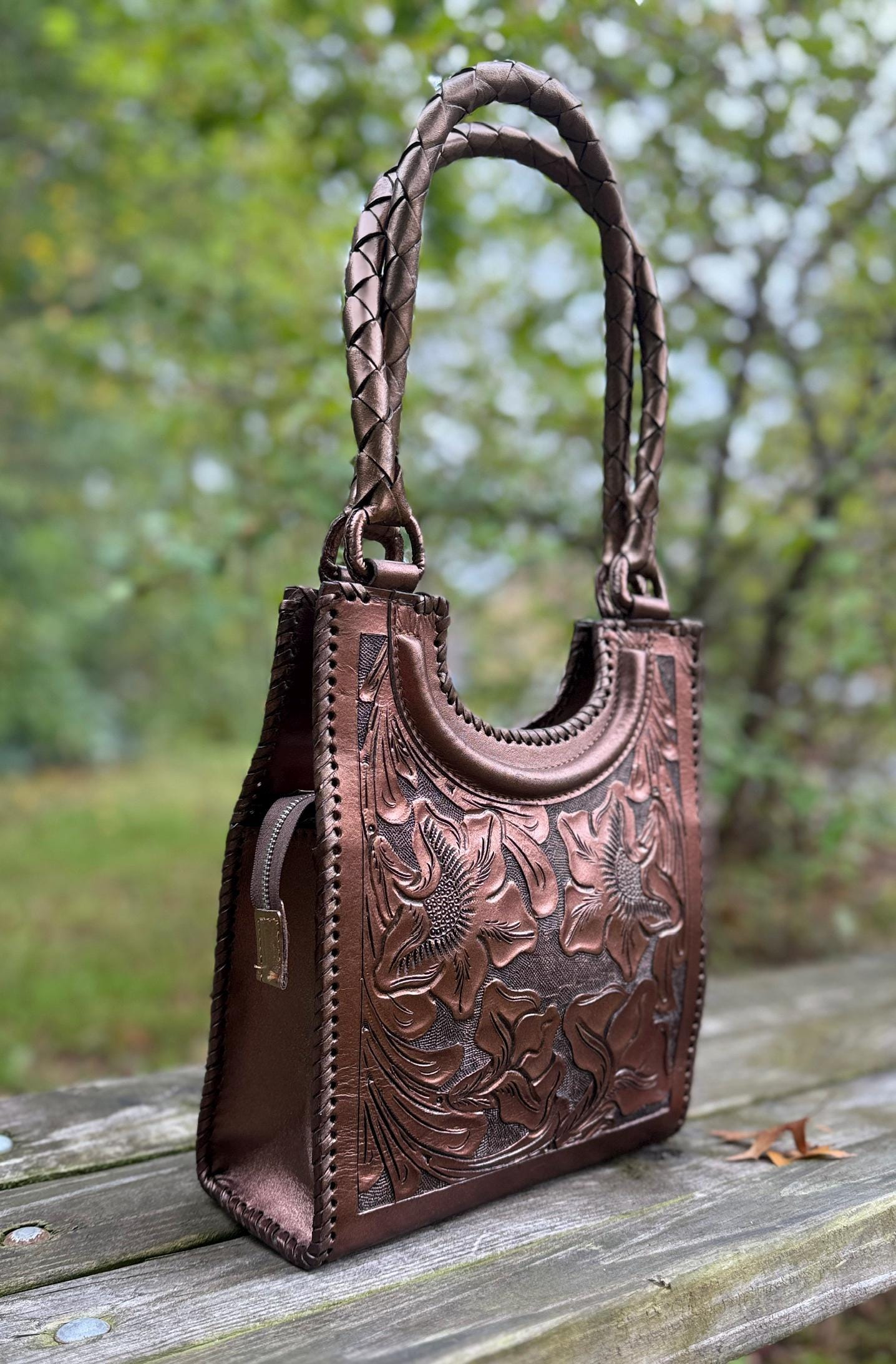 Hand-tooled Leather Hobo Bag “BAALY” – Floral Western Shoulder Purse ...