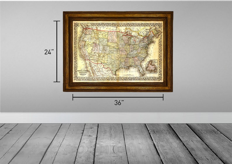 Vintage Map of the United States - 1867 - Etsy