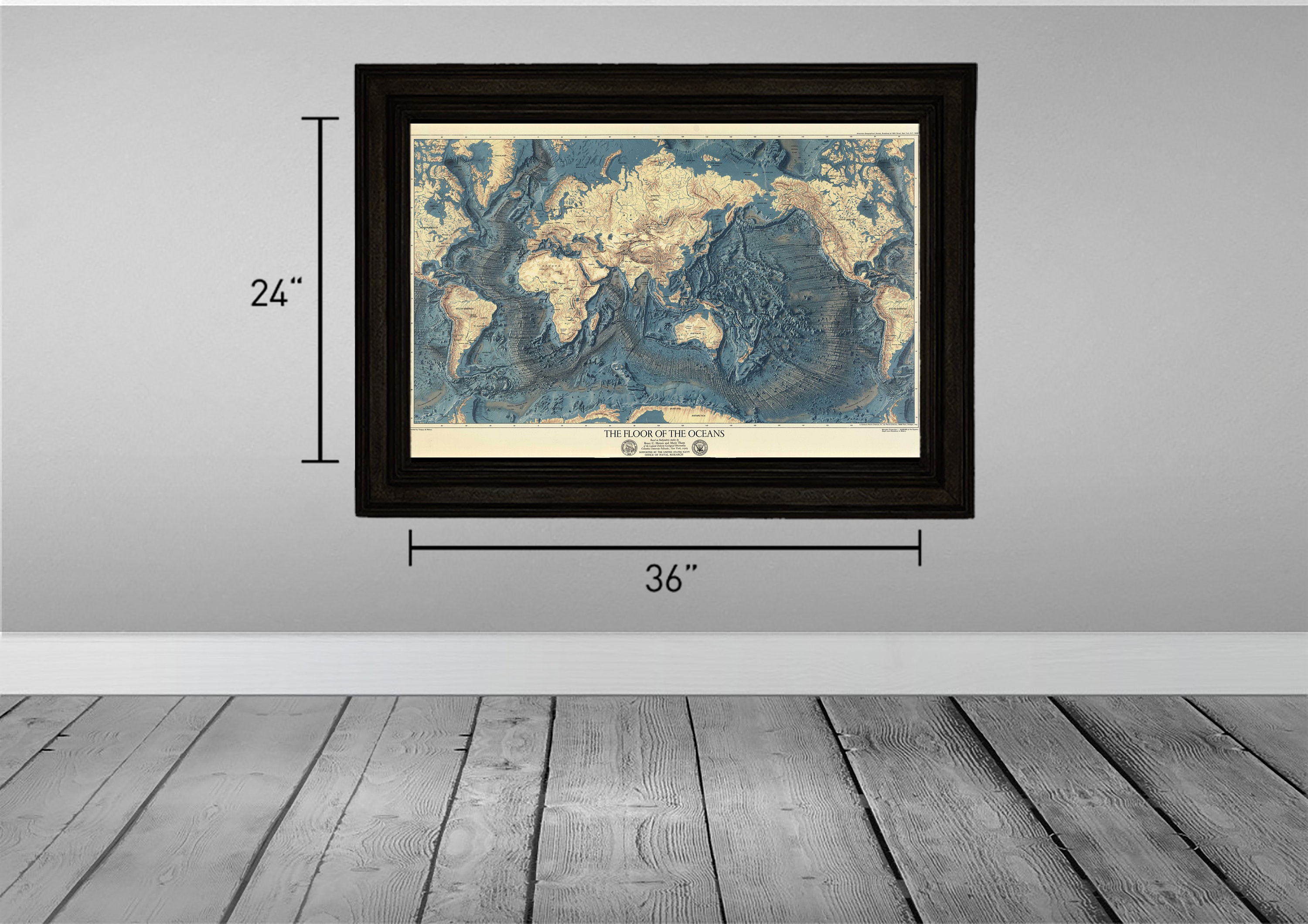 Detailed Ocean Topography Map - 1852 - Etsy