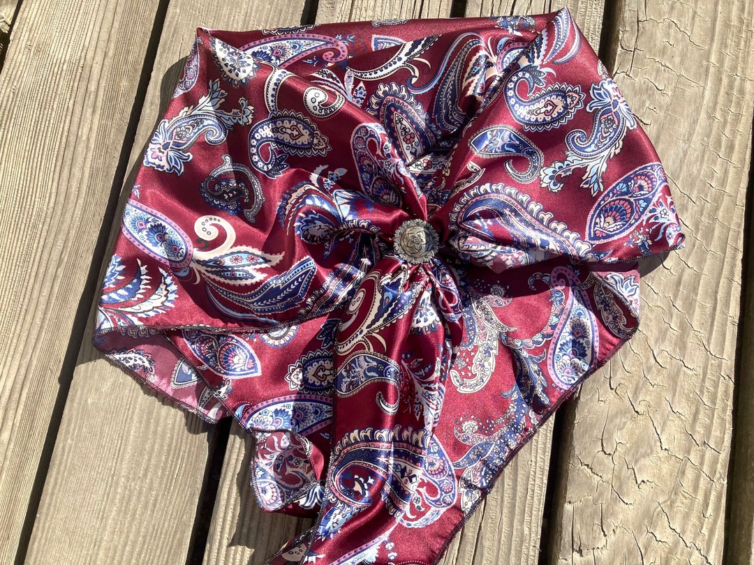 Paisley Silk Wild Rag - Red Silk Charmeuse Scarf - Silky Western ...