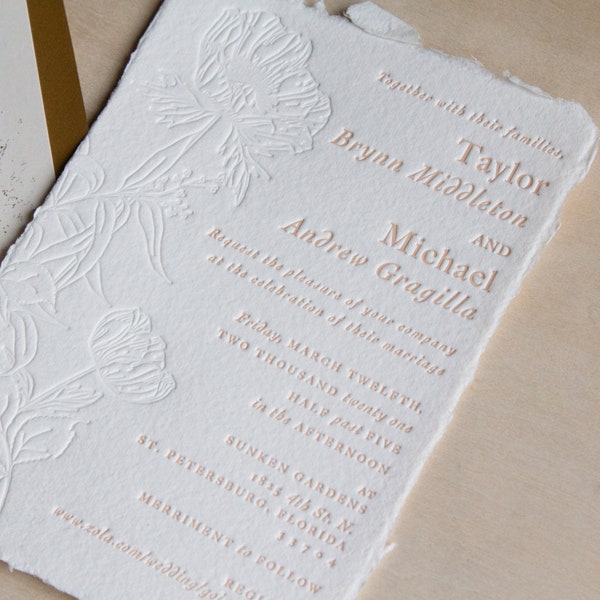 Deckled Edge Wedding Invitation - Etsy