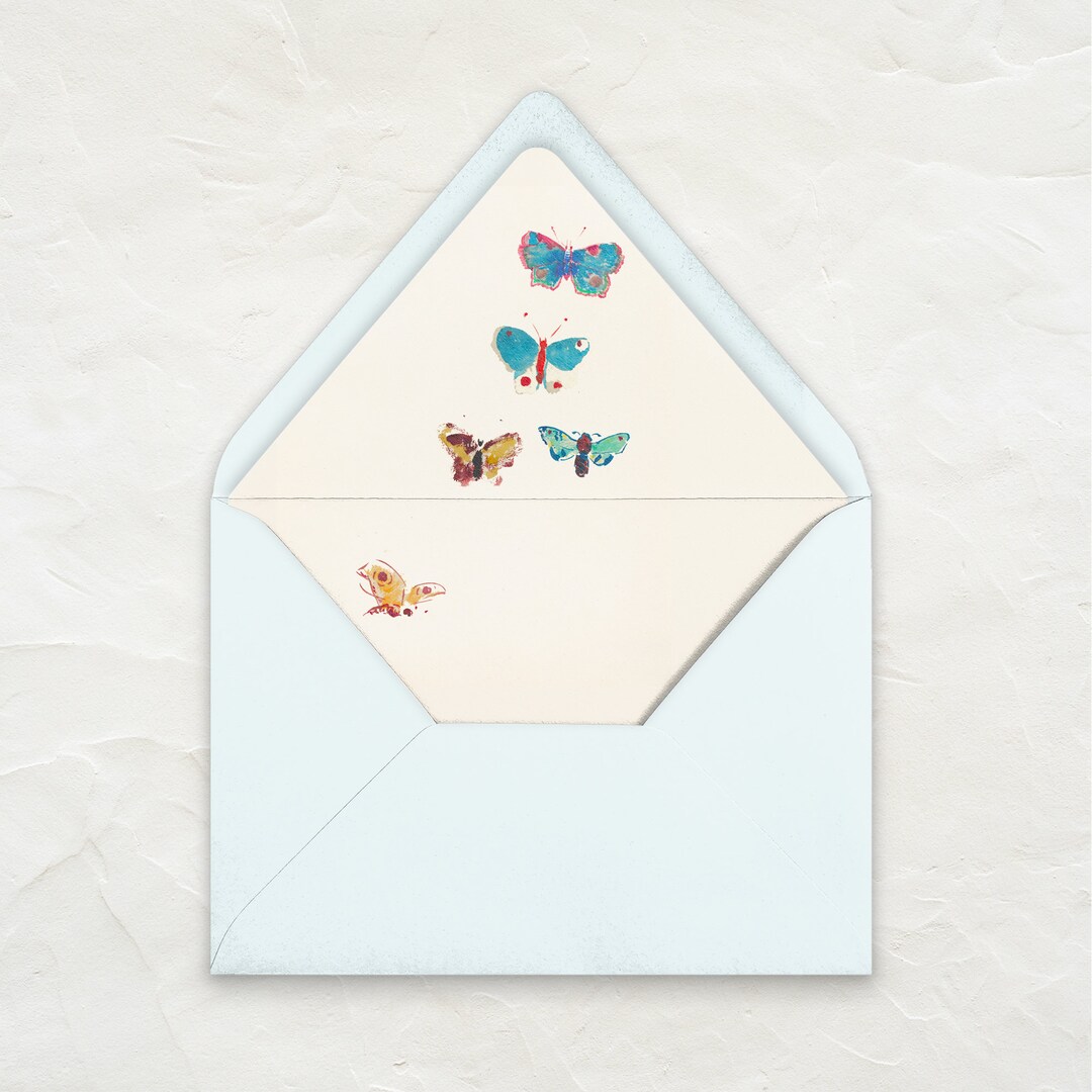 Butterfly Envelope Liner, Wedding Liner Design for 5x7 Invitations ...