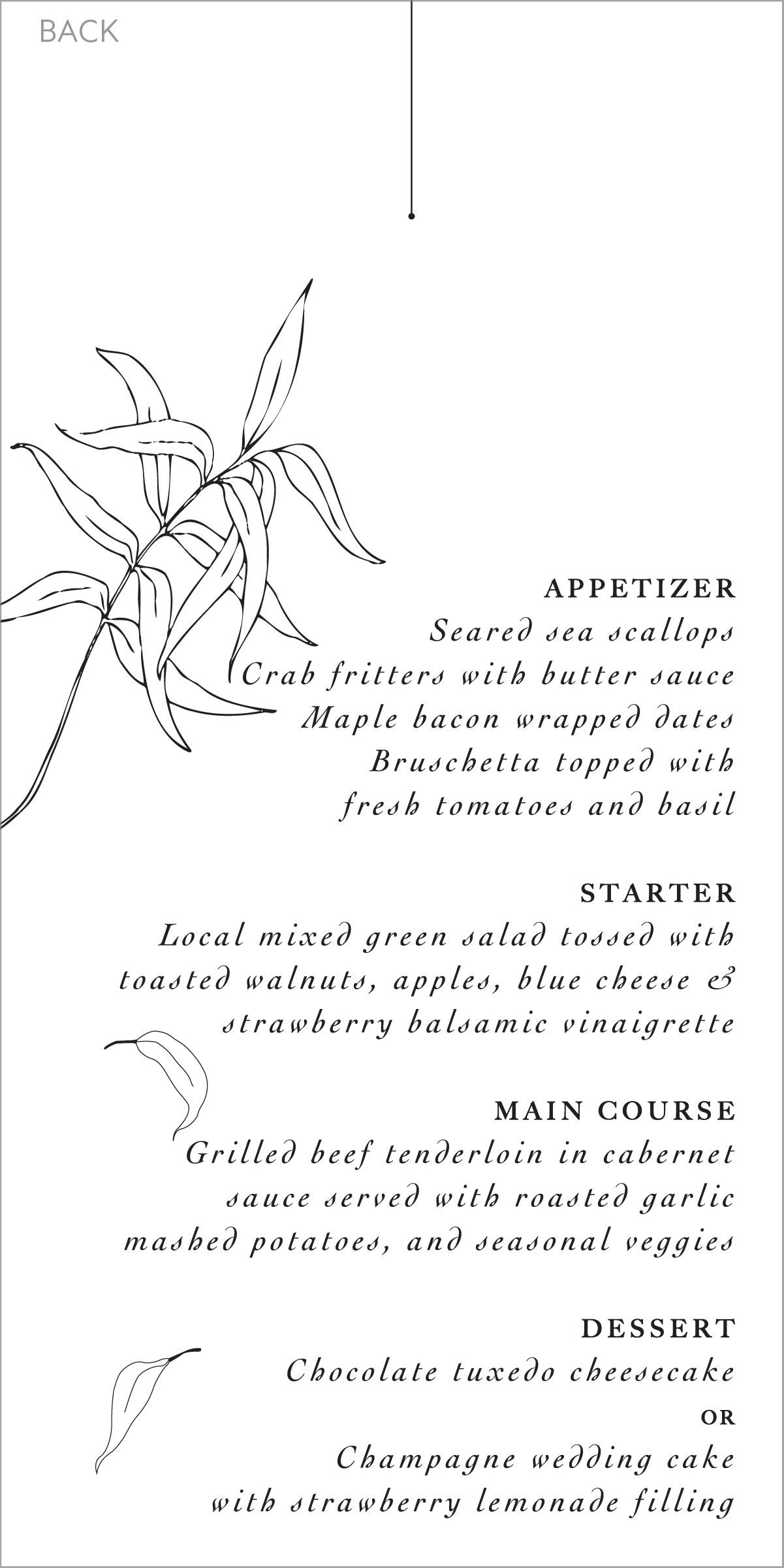 Digitally Printed Wedding Menu on Cardstock Custom Design - Etsy