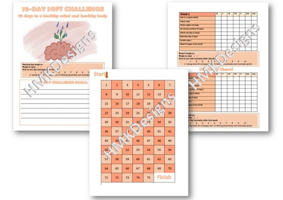 75 Day Soft Challenge Printable PDF - Etsy