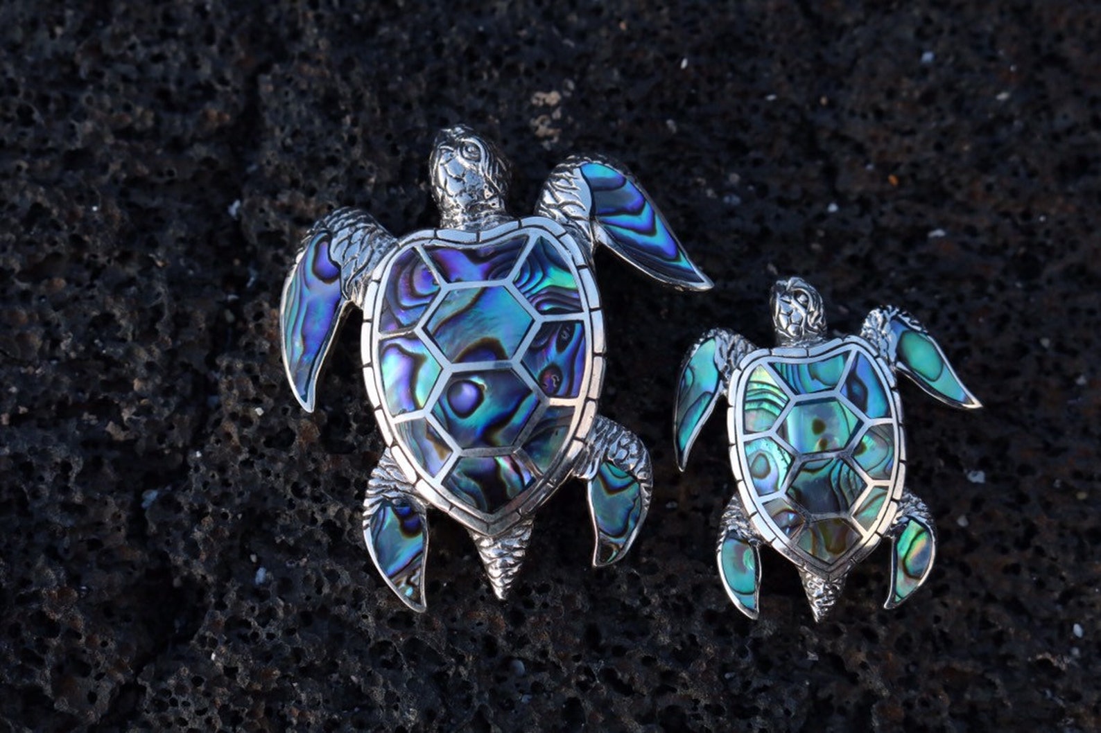 Green Sea Turtle Necklace Pendant. Hawaiian Honu. Sterling Silver ...