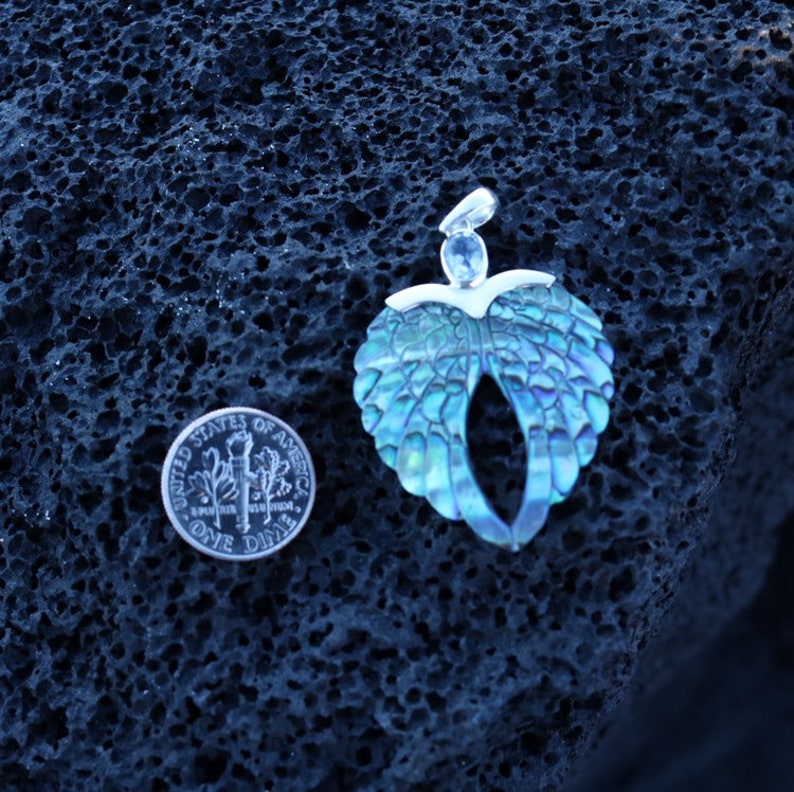 Angel Wings Heart Mother of Pearl Shell Necklace Pendant with | Etsy