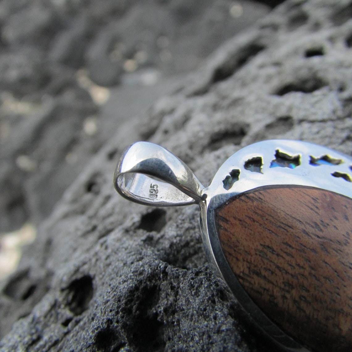 Hawaii Islands Chain Necklace Pendant Small Koa Wood Paua - Etsy