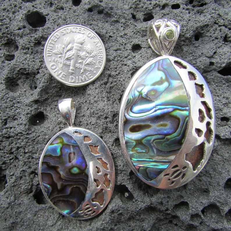 Hawaii Island Chain Necklace Pendant Large Abalone Paua | Etsy