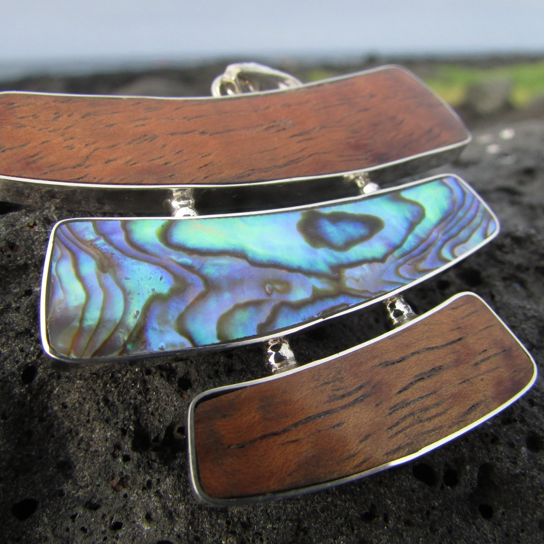 Zen Necklace Pendant | Koa Wood | Abalone Paua Shell | Sterling Silver | Gift | Jewelry ...