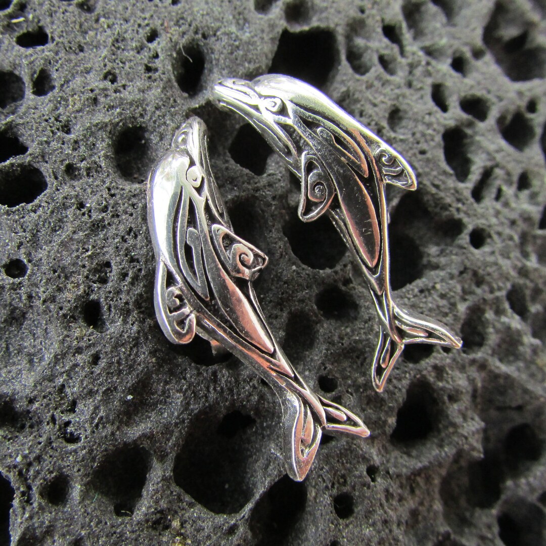 Dolphin Earrings Stud | Sterling Silver | Ocean | Beach | Gift ...