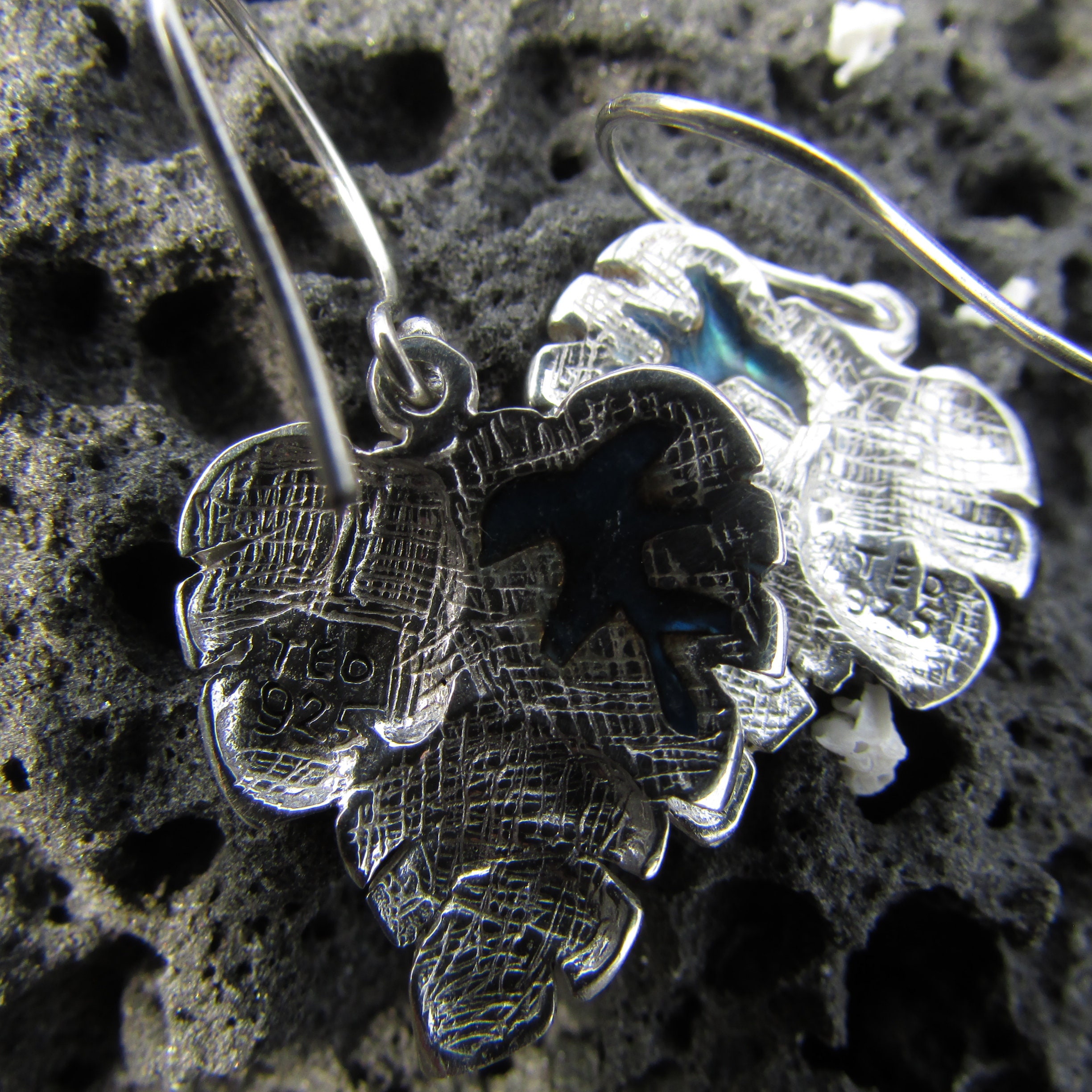 Monstera Leaf Earrings | Paua Shell | Sterling Silver | Ocean | Beach ...