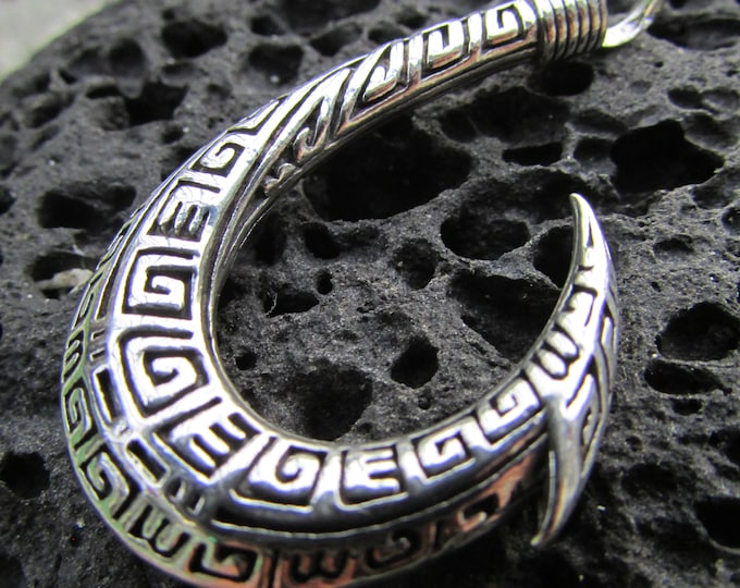 Extra Large Hei Matau, Maori Tribal Fish Hook Charm With Black, 2 ...