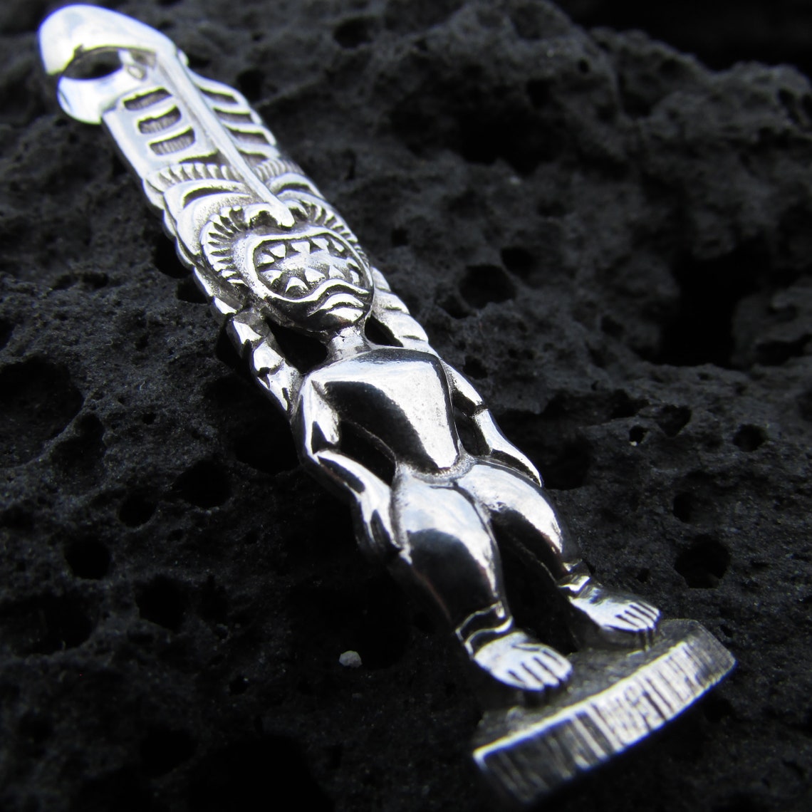 Hawaiian Tribal Tiki Pendant Necklace Sterling Silver Gift - Etsy