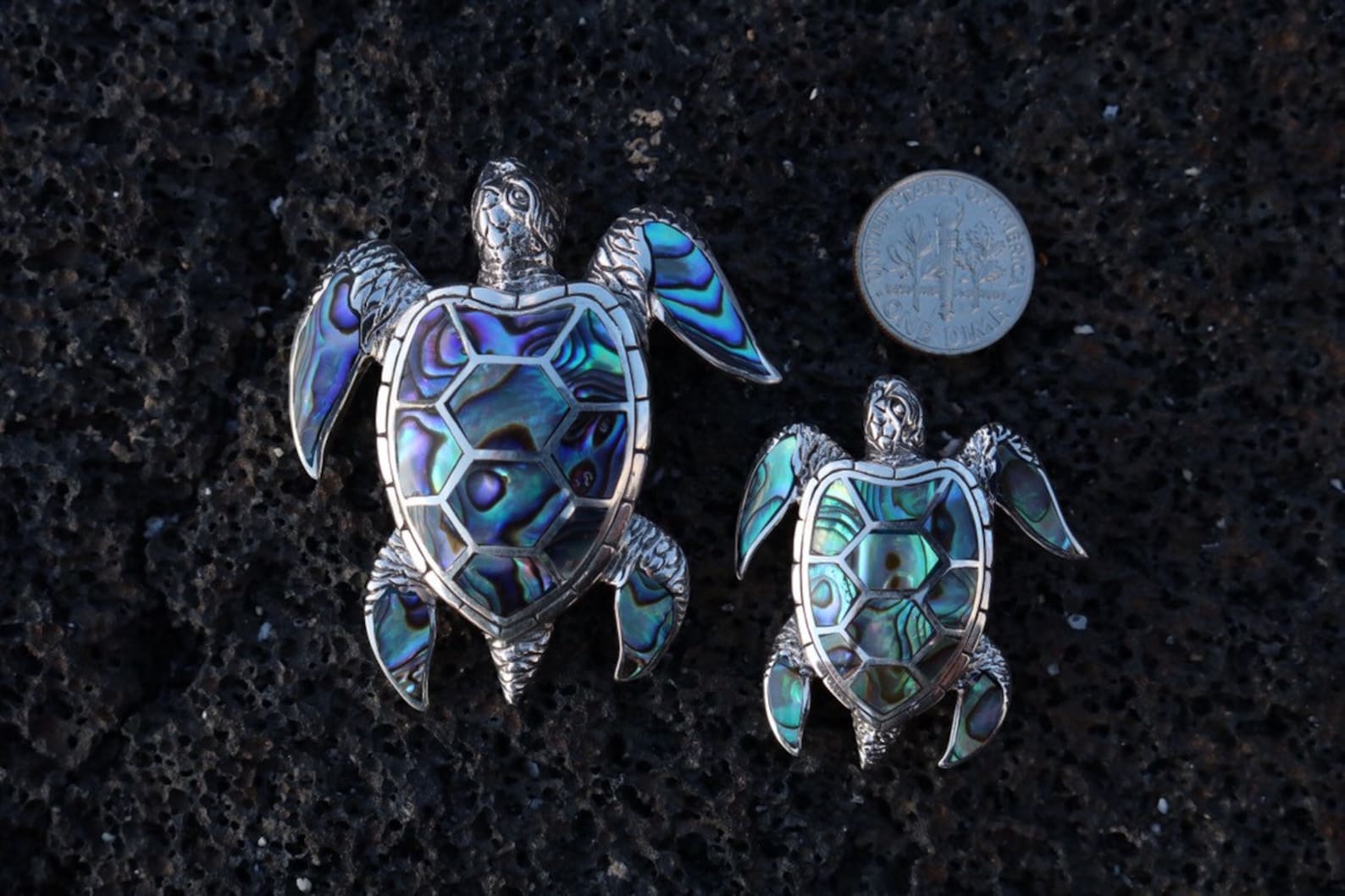 Green Sea Turtle Necklace Pendant. Hawaiian Honu. Sterling Silver ...