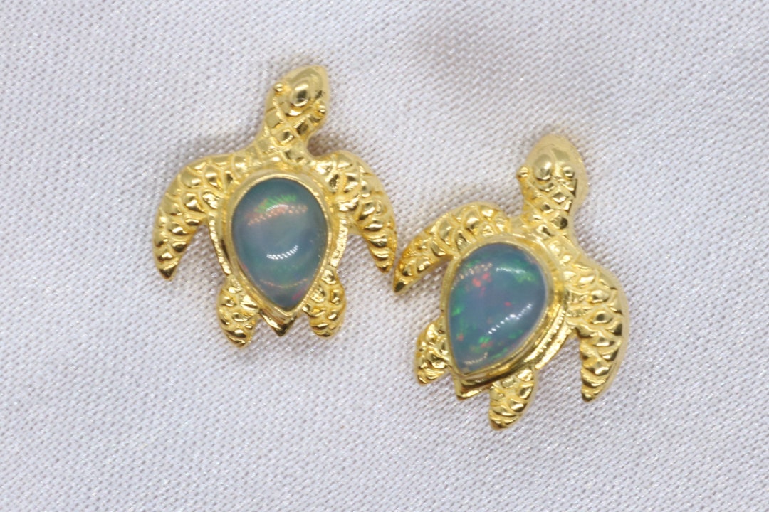 Opal Turtles Hawaiian Honu 18K Gold Vermeil Mother of Pearl Stud ...