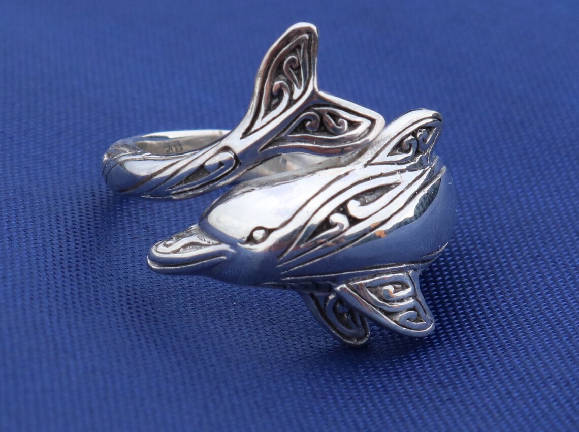 Dolphin Ring Tribal Polynesian Tattoo Design Naia. Sterling | Etsy