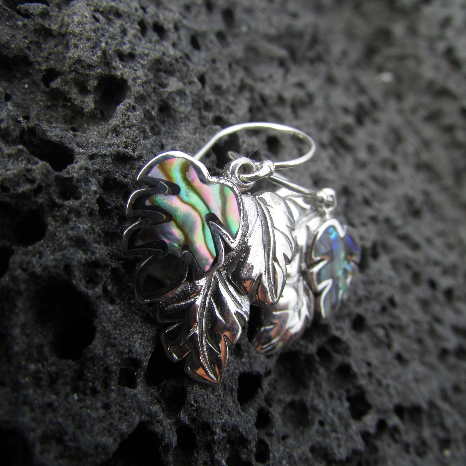 Monstera Leaf Earrings | Paua Shell | Sterling Silver | Ocean | Beach ...