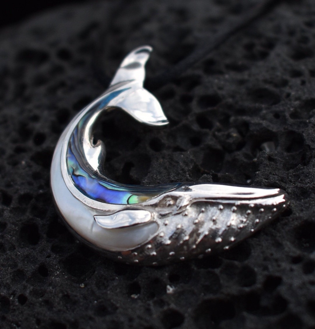Whale Necklace Pendant. Sterling Silver. Abalone Shell. Mother of Pearl ...