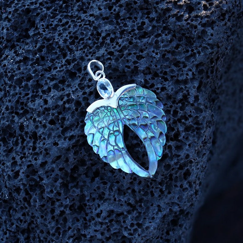 Angel Wings Heart Mother of Pearl Shell Necklace Pendant with | Etsy