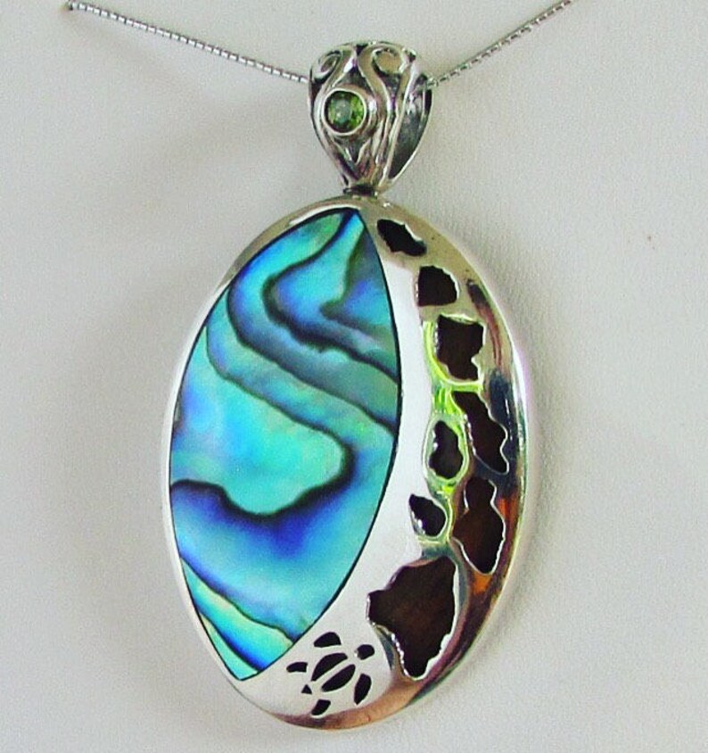 Hawaii Island Chain Necklace Pendant Large Abalone Paua | Etsy