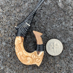 Maui Fish Hook Polynesian Hawaiian Makau Matau. Hawaiian Koa Wood, Bone ...