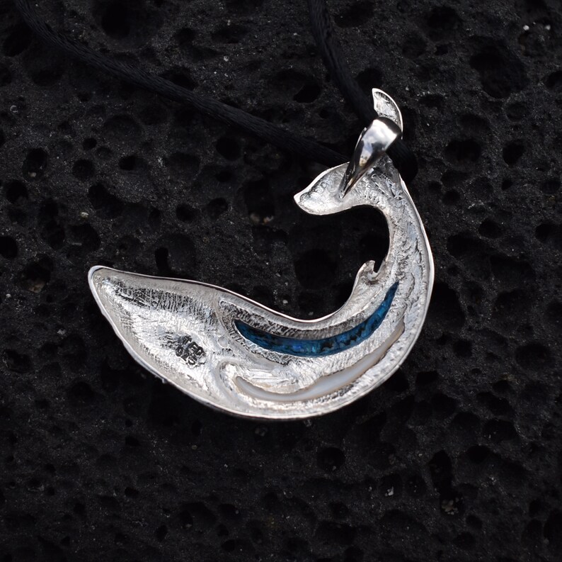 Whale Necklace Pendant. Sterling Silver. Abalone Shell. Mother of Pearl ...