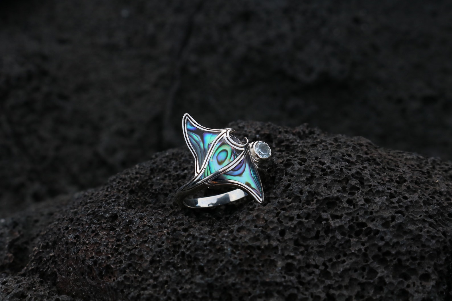 Manta Ray Ring Hawaiian Hahalua. Abalone Paua Shell. Blue - Etsy