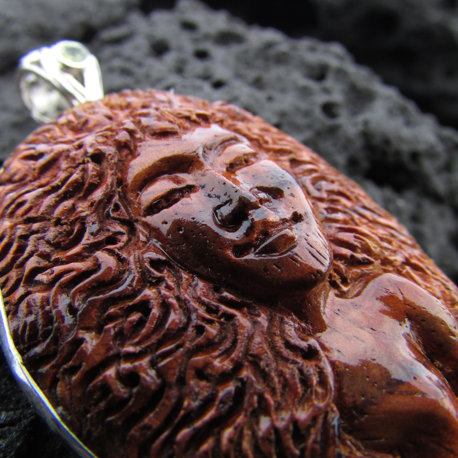 Handmade Koa Wood Pele (hawaiian Volcano Goddess) Pendant | Sterling ...