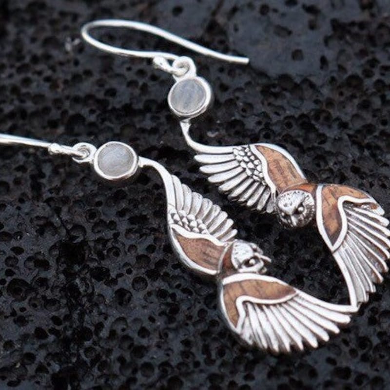 Owl Moonstone Earrings - Etsy