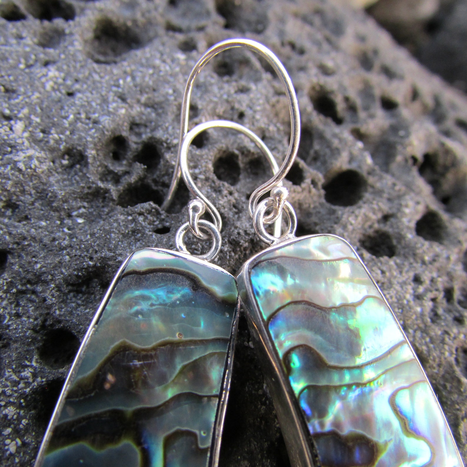 Zen Earrings | Paua Abalone Shell | Sterling Silver | Gift | Jewelry ...