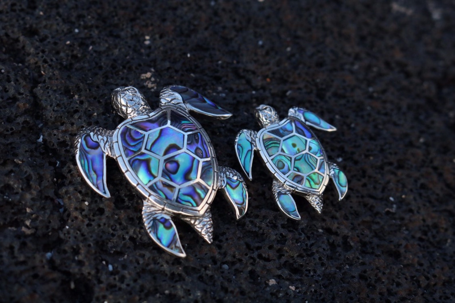 Green Sea Turtle Necklace Pendant. Hawaiian Honu. Sterling Silver ...