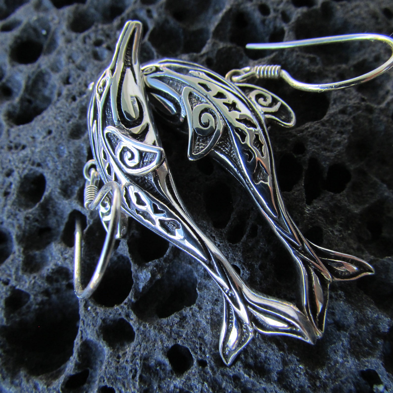 Dolphin Earrings Large | Sterling Silver | Ocean | Beach | Gift ...