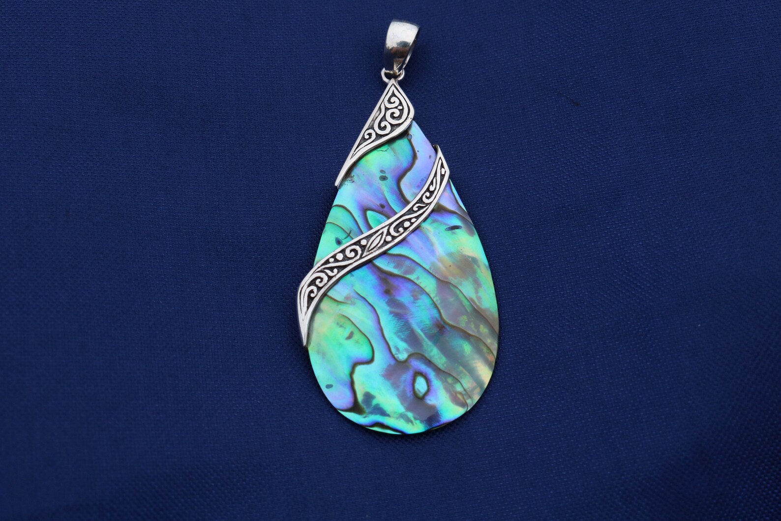 Abalone Paua Shell Teardrop Pendant Necklace Double Tribal | Etsy