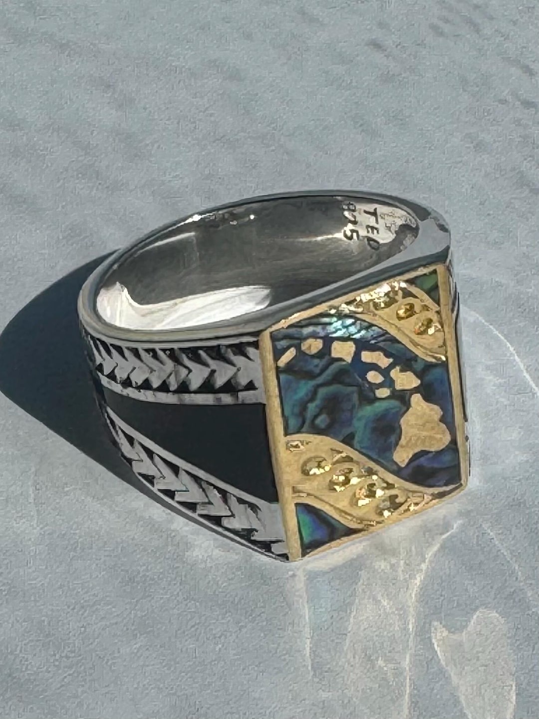 Hawaiian Islands Ring. Tribal Design. Sterling Silver, 18K Gold ...