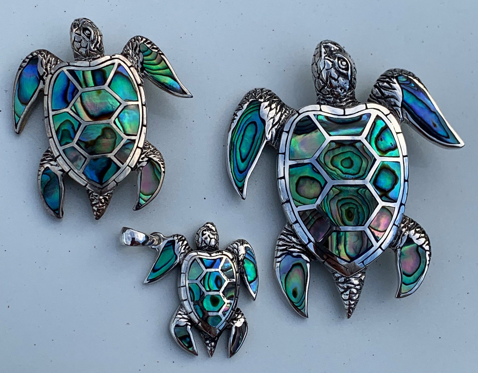 Green Sea Turtle Necklace Pendant. Hawaiian Honu. Sterling Silver ...