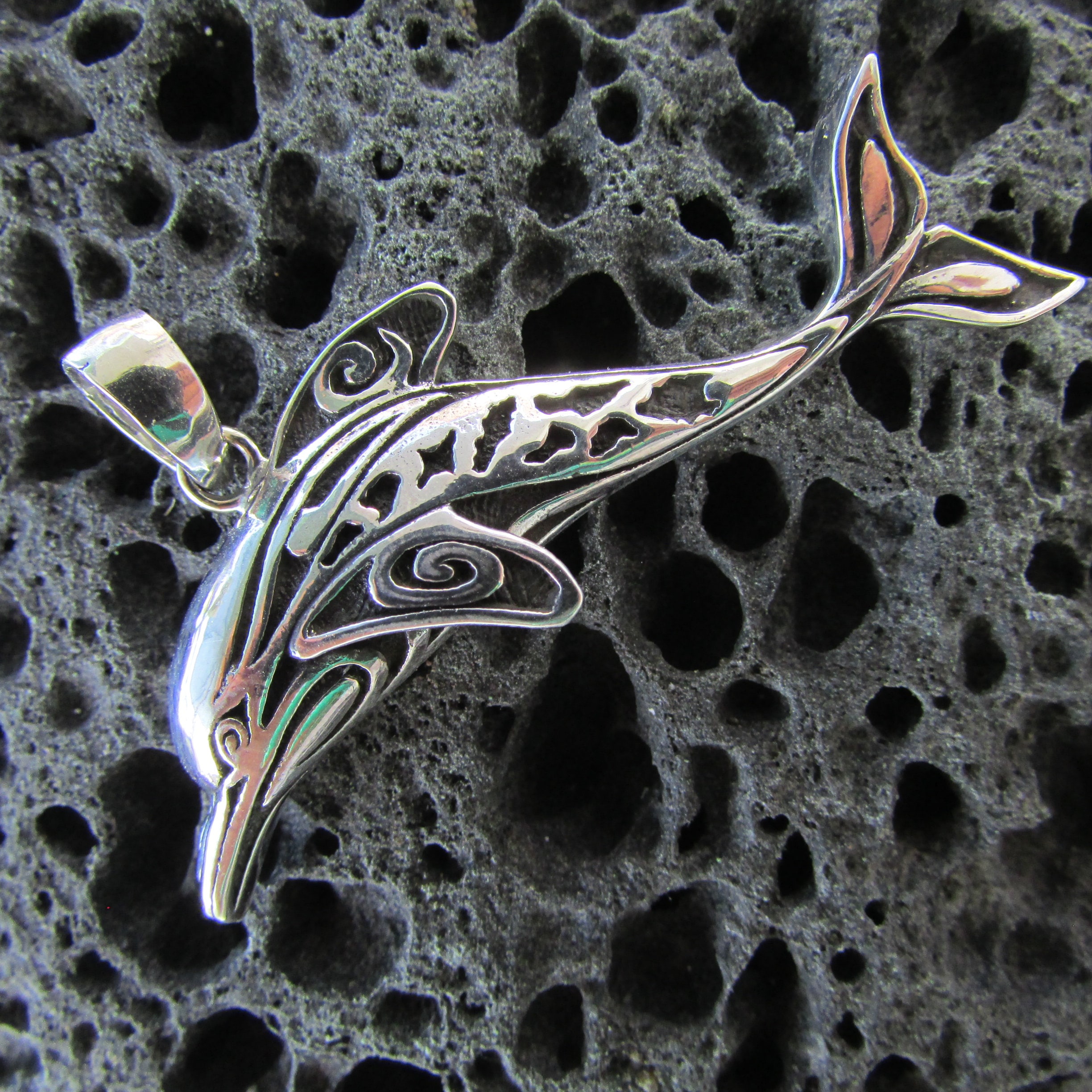 Dolphin Necklace Pendant Sterling Silver Ocean Beach | Etsy