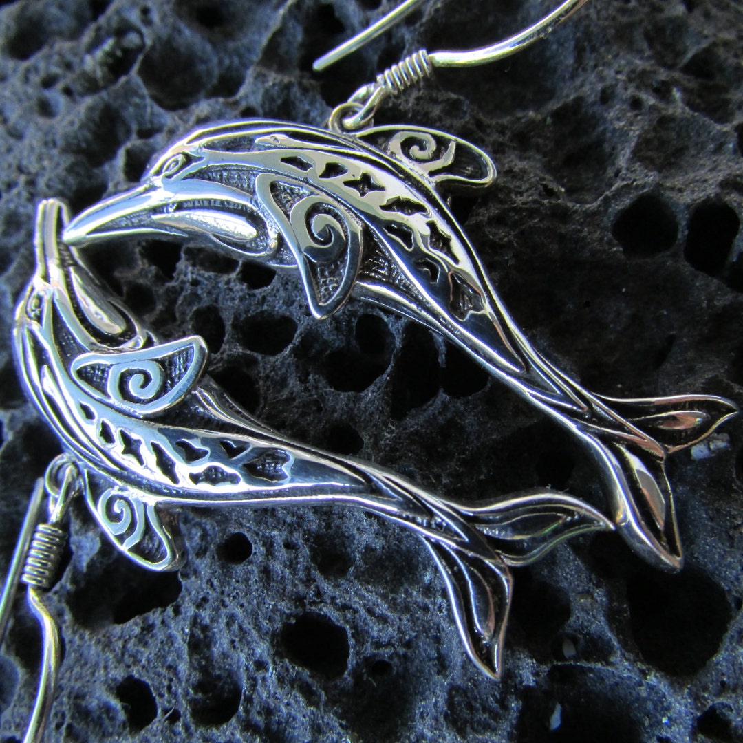 Dolphin Earrings Large | Sterling Silver | Ocean | Beach | Gift ...