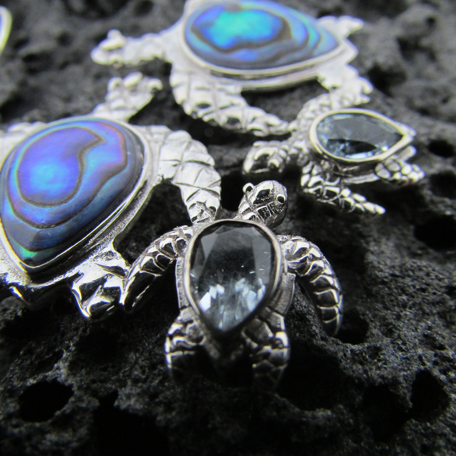 Abalone Paua Shell Turtle Earrings | Sterling Silver Blue Topaz - Etsy