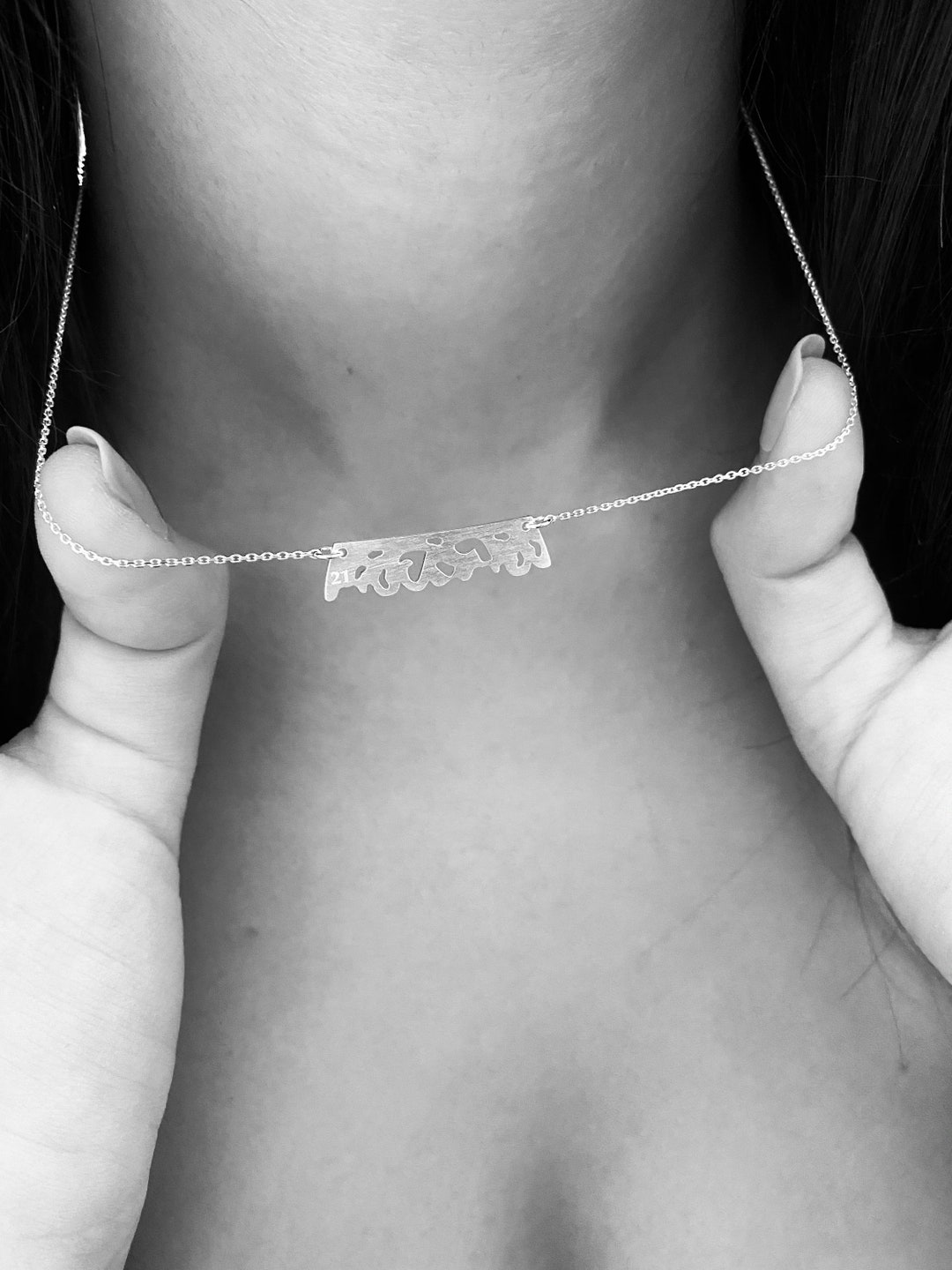 Vintage Lace Design Short Silver Necklace - Etsy