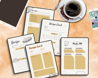 Editable Blank Recipe Template Bundle Salad Entree Dessert Dishes ...