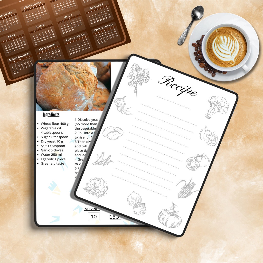 Ukrainian Recipe Card Blank Recipe Templates 5 Pieces Minimal Recipe ...