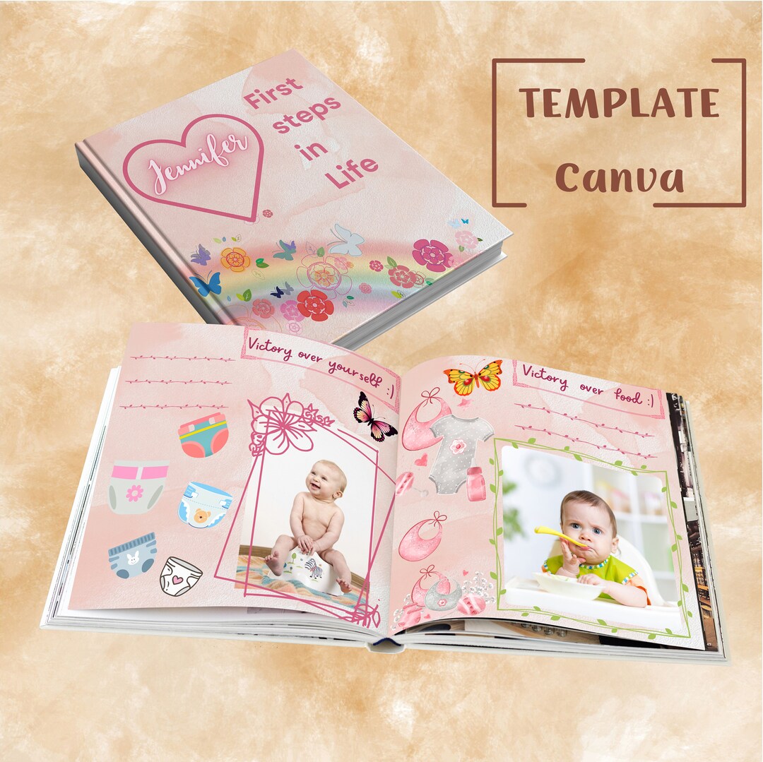 Template Girl Baby Memory Diary Personalized Photo Album Custom Baby ...