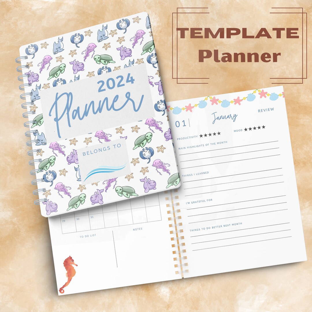 Nautical Kids Girl Planner 2024 Calendar Monthly Weekly Daily 39 Pages ...