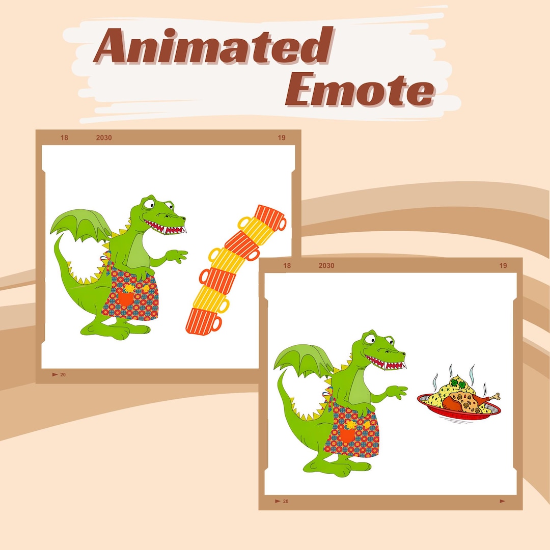 Funny Chef Dragon Animated Emotes for Twitch Youtube Discord Set 2 Pack ...