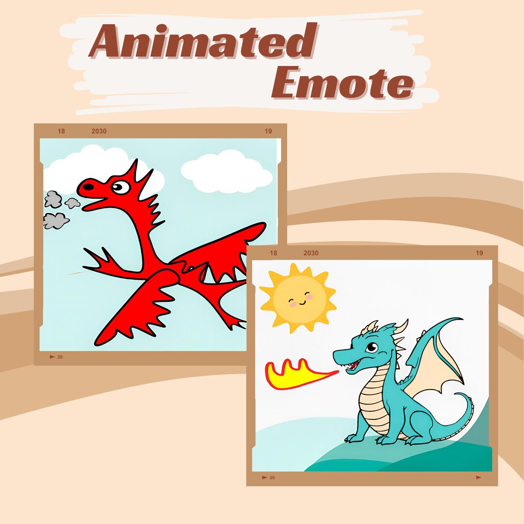 Cute Fire Dragon Animated Emotes for Twitch Youtube Discord Kawaii ...