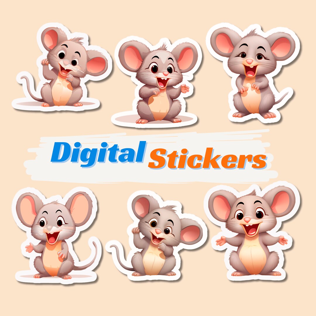 Kawaii Mouse Stickers for Discord and Telegram Animal Portrait Funny ...