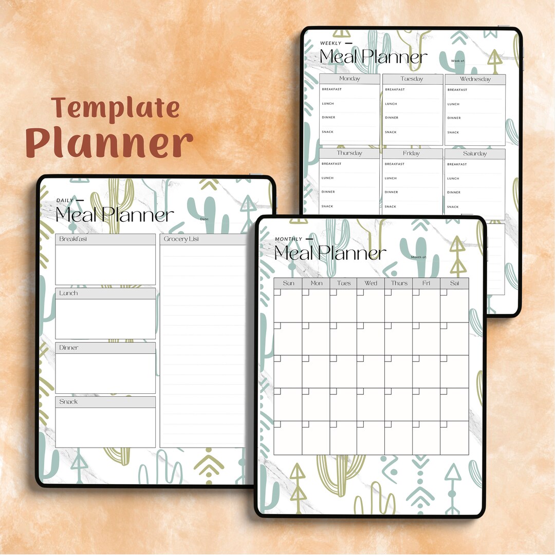 Western Meal Planner Template 2024 Calendar Monthly Weekly Daily Set 3 ...